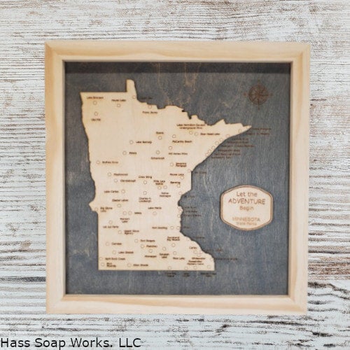 Explore Minnesota State Parks with our Wooden Map Checklist | Hass Soap ...